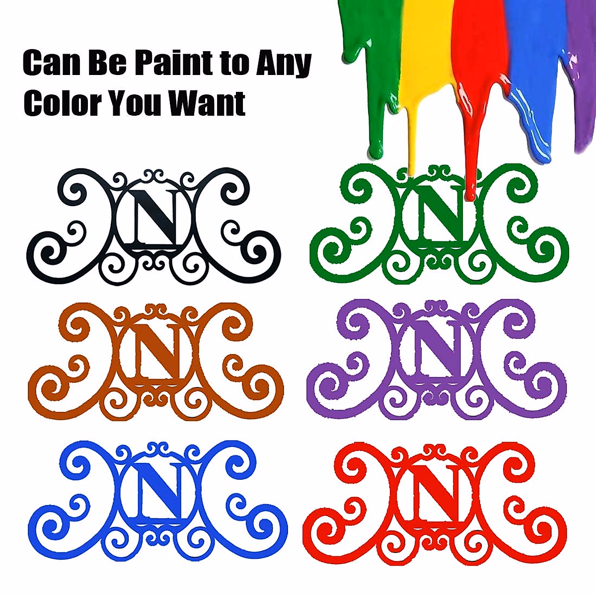 24 Inch House Plaque Letter - Wrought Iron Metal Scrolled Monogram Initial Letter Home Door Wall Hanging Art Decor Family Name Last Name Letter Sign (H, 24 x 11 inches,Thick 2mm) Christmas Gift