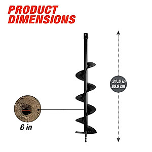 6''x32'' Garden Auger Spiral Drill Bits Earth Auger Drill Bits Heavy Metal Auger Drill Bit for Gas Hole Digger