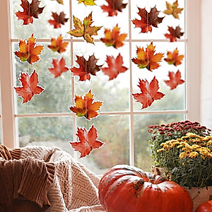8pcs Fall Garland Maple Leaf Hanging Decor Banner Backdrop Streamer Thanksgiving Decorations Fall Themed Party Baby Shower Bridal Shower Wedding
