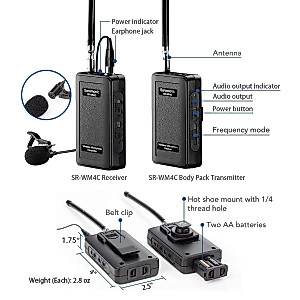 Saramonic SR-WM4C Wireless Lavalier Microphone System for Canon 6D 600D 5D2 5D3 Nikon D800 Sony DV DSLR Camcorders