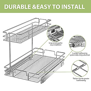 LOVMOR 2 Tier Pull Out Cabinet Organizer 10.5" W x 16.5" D Slide Out Under Sink Organizer Sliding Wire Shelves Storage for Kitchen Bathroom Cabinets