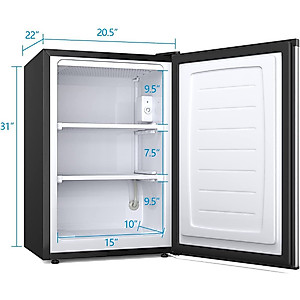 NAFORT Compact Upright Freezer 3.0 Cu. Ft. with Stainless Steel Single Door, Mini Freezing Machine with Reversible Door, 7 Grade Adjustable Thermostat for Home Office