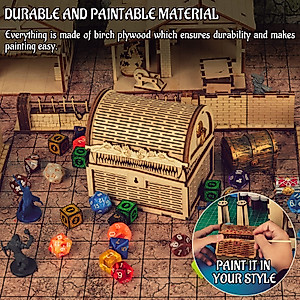 DND Mimic Chest Box Wood Laser Cut Dice Storage Case Perfect for Dungeons and Dragons, Board Game, Tabletop RPG and Gaming Accessories