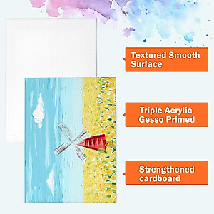 8 Pack 8x10 in Canvas Boards for Painting,Canvas for Painting with 9.5" Easel, Art Canvas Painting Kit with 10 Brushes & 2 Paint Tray for Kids Teenagers Acrylic Pouring Oil Water Color Gift…