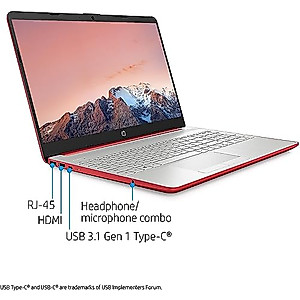 HP 15.6" Laptop with 1 Year Microsoft Office 365, Intel Pentium Quad-Core Processor, Intel UHD Graphics, Long Battery Life, RJ-45, Wi-Fi, Webcam, HDMI, Windows 11 Home, Red (16GB RAM | 1TB SSD)