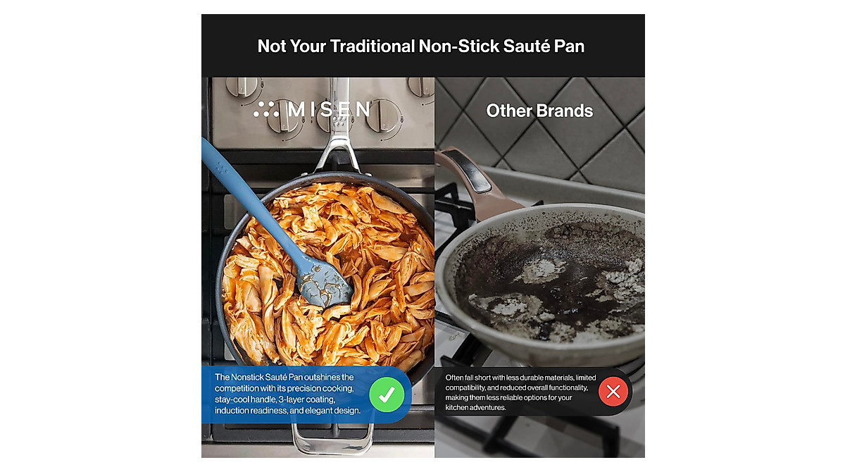 Misen Nonstick Sauté Pan - Versatile 3 QT Cookware