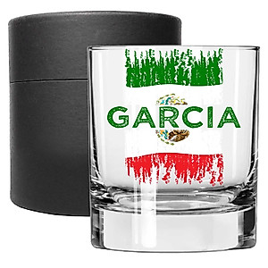 Personalized Printed 11oz Whiskey Glass - Custom Bourbon Christmas Gifts for Men, Dad Scotch Drinking Birthday Glasses, Groomsmen, Liquor Cocktail Rocks Old Fashioned, Mexico Flag