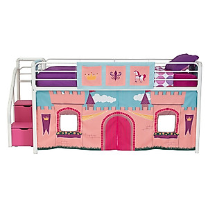 DHP Princess Castle Design Curtain Set for Junior Loft Bed, Kids Furniture, Pink