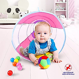 Kids Play Tunnel, Tunnel for Toddlers 1-3, Pop Up Crawl Tunnel Toy for Infant Baby Children Mesh See Through, Collapsible Tent Gift for Girl Boy