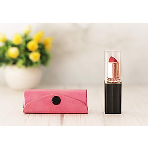 ARTISENIA Set of 2 Leather Lipstick Case Holder Organizer Bag for Purse lipstick holder Durable Soft Leather | Cosmetic Storage Kit With Mirror (Pink & Black)