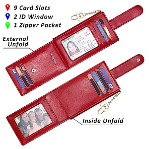 Badiya RFID Card Holder Small Wallets for Women Bifold Zipper Slim wallet Card Case Money Organizers