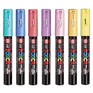 uni Posca Paint Marker Pen, Extra Fine Point, Set of 7 Natural Color (PC-1M 7C)