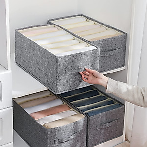 Wardrobe Clothes Organizer for Folded Clothes, Closet Organizers and Storage with Reinforced Handle Thick Fabric for Clothes, Jeans and Pants Organization, Foldable and Stackable with Built-in PP