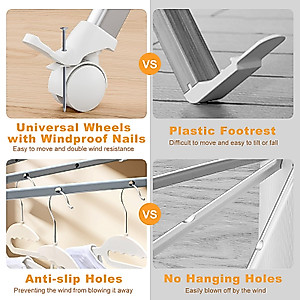 Four-Legged Clothes Drying Rack Foldable, Portable Laundry Drying Rack with 4 Pulleys, Anti-Slip Holes, Windproof Nails, Outdoor Collapsible Drying Rack Clothing, Aluminum Indoor Dry Rack for Clothes