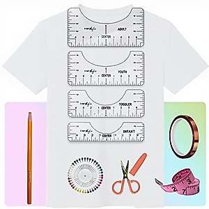 FINFINLIFE Tshirt Ruler Kit - 9Pcs, Transparent Tshirt Ruler Guide for Vinyl, Shirt Alignment, T Shirt Rulers to Center Designs, Shirt Ruler for Vinyl Alignment, T Ruler for Infant Toddler Youth Adult