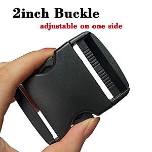 2" Buckles for Straps Quick Side Release Plastic Buckle Clip 2 pcs + Tri-Glide Slide 2 pcs Fit 2 inch Wide Nylon Strap Webbing Belt, Heavy Duty Dual Adjustable No Sew, Backpack Parachute Replacement