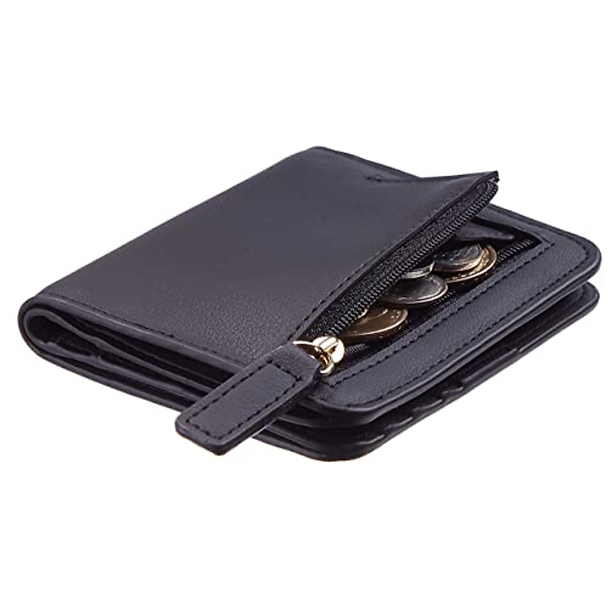 Gostwo Womens Rfid Blocking Small Compact Bifold Leather Pocket Wallet Ladies Mini Purse with ID Window(Black)