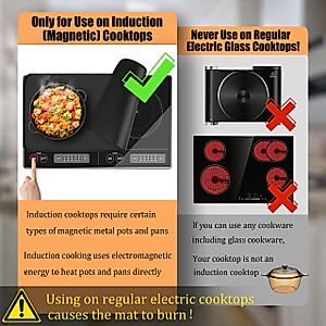 Amerbro Fireproof Induction Cooktop Protector - 23.5 x 11.5in (Magnetic) Induction Cooktop Mat for Electric Induction Stove - Heat Resistant & Waterproof - Prevent Scratches and Burns - Black