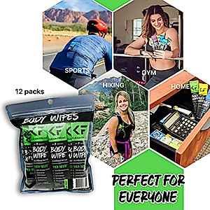 KLEAN FREAK Body 12-Count Wipes - Original Disposable Wipes, Individually Wrapped for the Gym, Workout, Hiking, Travel, and Sport (Tea-Tree)