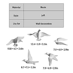 MOCOHANA® 5 Pack Seagull Wall Decor Resin Flying Bird Sculptures 3D Wall Art Ornament Coastal Decorations Hanging for Home Bathroom Living Room Garden