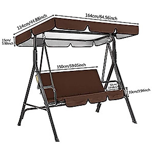 Swing Canopy Replacement Cover and Swing Cushion Cover,Waterproof 2 and 3 Seater Swing Top Cover and Chair Cover,Garden Outdoor Patio Swing Seat Cover Replacement,Blue,195x125x15cm/77x49x6''