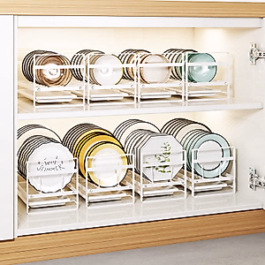 2 Plate Holders, Non-Slip Metal Cabinet Dish Rack Organizer for Kitchen, Countertop, Cupboard, Drawer, RV