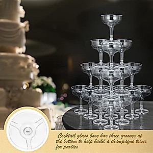 Potchen Set of 100 Champagne Glasses 5 oz Unbreakable Plastic Martini Clear Disposable Wine Cups Stackable Stemmed Coupe Shatterproof Party Stem for Margarita Wedding Birthday Home Bar