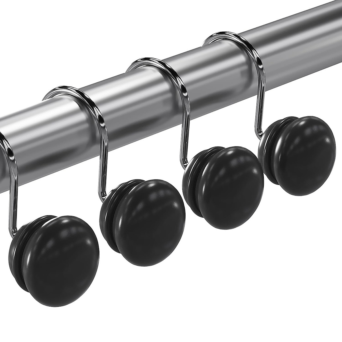 Creative Scents Black Shower Curtain Hooks - Set of 12 Shower Hooks for Shower Curtain - Decorative Shower Curtain Hooks Black - Durable Shower Curtain Rings for Bathroom Curtain Shower Rod