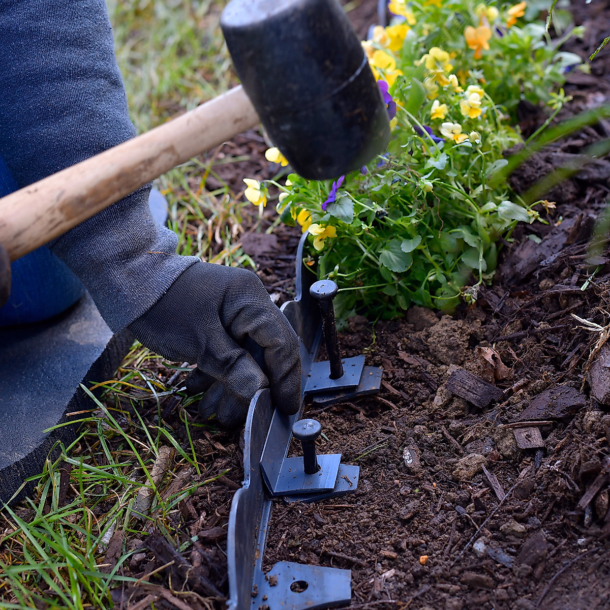 EasyFlex No-Dig Landscape Edging Connectors, Compatible with EasyFlex Traditional, Scalloped, and Tall Wall L-Shaped No-Dig Garden Edging, 5-Pack, Black
