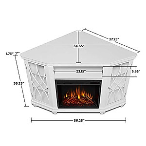 BOWERY HILL Modern Wood Corner Fireplace TV Stand for TVs up to 56" in White