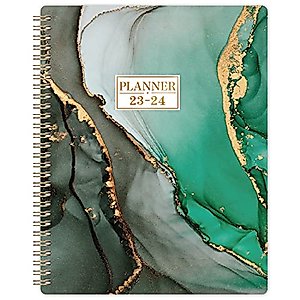 Planner 2023-2024 - Jul.2023 - Jun.2024, 2023-2024 Planner, Academic Planner 2023-2024, 2023-2024 Planner Weekly & Monthly with Tabs, 8" x 10", Flexible Cover, Thick Paper, Twin-Wire Binding, Perfect Daily Organizer - Black-Green Gilding