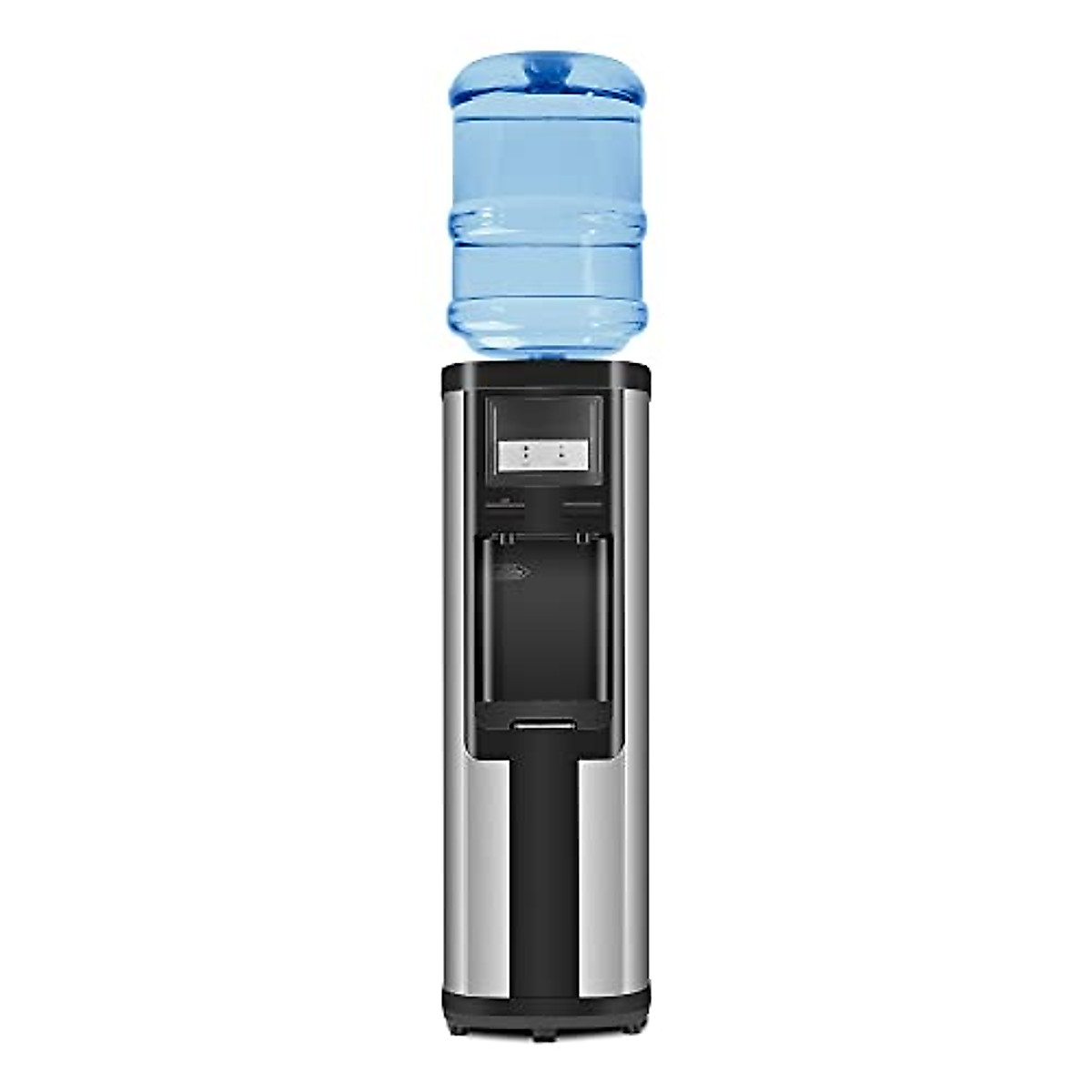 Water Cooler Dispenser, 5 Gallon Top Loading Water Cooler Water Dispenser, 2 Temps (Hot & Cold), Quiet, Black and Stainless Steel, ETL Listed, Child Safety Lock