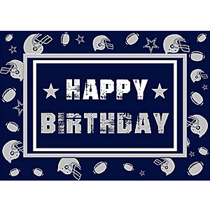 Football Backdrop for Birthday Party, 7x5ft/2.1x1.5m New Vinyl, Blue and White Gray Helmet Stars Photography Background, Sports Fans Party Decor Supplies Banner Photo Shooting Props BJZYST203