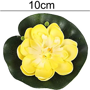 Artificial Floating Foam Lotus Flowers with Water Lily Pad Ornaments, Ivory White, Perfect for Patio Koi Pond Pool Aquarium Home Garden Wedding Party Holiday Decoration White