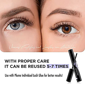 DIY Eyelash Extension,Cluster Lashes Individual False Eyelashes Extension Natural Look Reusable Glue Bonded Black Super Thin Band 48 Lash Clusters by BEYELIAN (Style3 0.07 12mm Black Band)