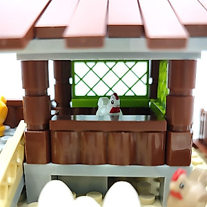 ZHX Farm Animals Hen House Chicken Coop Building Blocks Toys for Kids MOC Bricks Parts Fences Around Compatible with Classic Building Bricks Gifts for 6 7 8 9 10 and Up Year Old Girl Boy