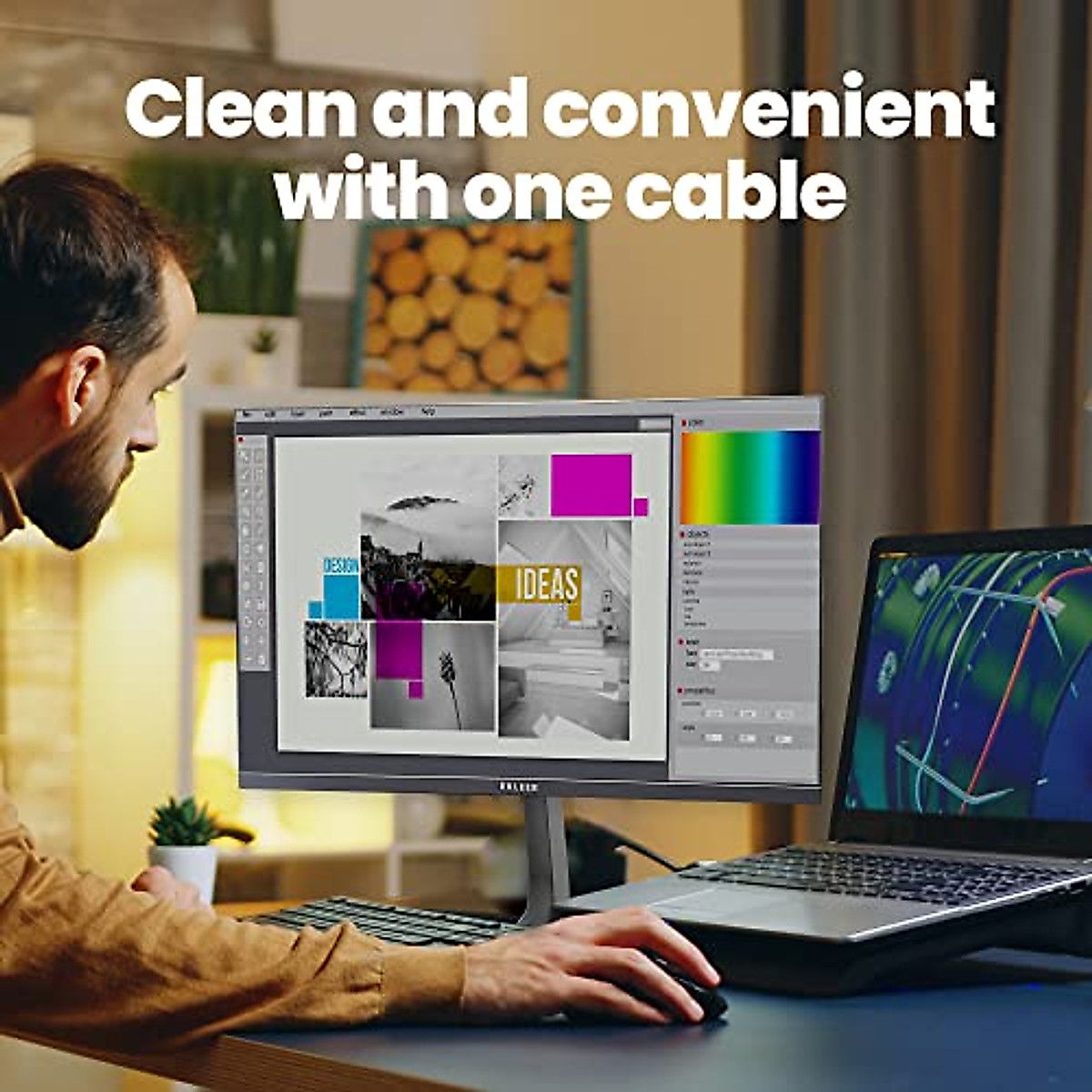 EKLEER 27 inch Ultra Thin Bezel Computer Monitor, FHD 1080p, IPS Display, HDMI, USB Type-C, 2 x USB A Hub, 75hz, Fast Charging & Mirroring Compatible with iPhone 15 Plus Pro Max/MacBook Air Pro