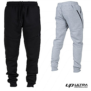 Ultra Performance 3 Pack Fleece Active Tech Joggers for Men, Mens Sweatpants with Zipper Pockets