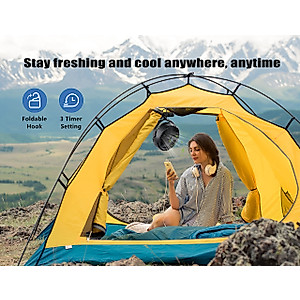10000mAh Clip on Fan with Misting, Battery Operated Fan with Strong Clamp & Hook, 3 Timer and 2 Spray Way Rechargeable Outdoor Fan, Mister Fan Cooling for Travel Golf Cart Truck Boat Canopy Patio