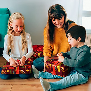 CENTRAL 23 Red Wrapping Paper - Mushroom Wrapping Paper - Red Yellow - Vibrant - 6 Sheets Gift Wrap - For Birthday Christmas Holiday - Comes With Stickers