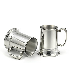StainlessLUX 77362 2-piece Brilliant Double-walled Stainless Steel Large Beer Mug Set (16 Oz) - Quality StainlessLUX Barware for Your Enjoyment