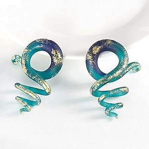 KUBOOZ COOEAR Glass Taper Treble Spiral Green Plugs Ear Gauges Hanger 1 Pair 2G-00G Stretchers Flesh Expander, 10 pounds