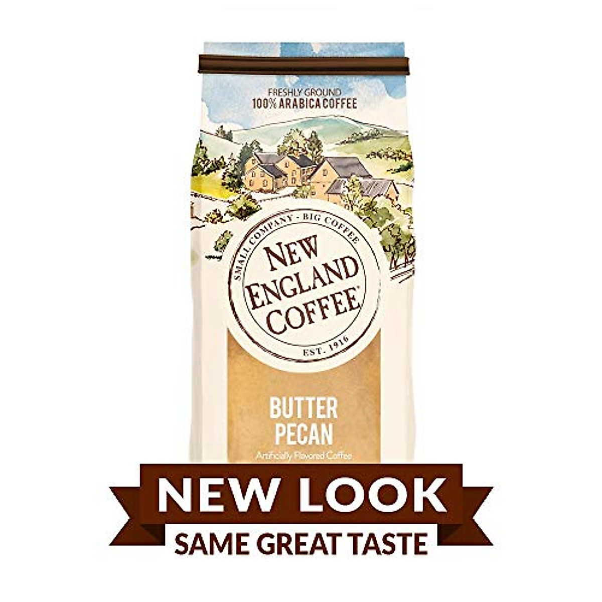 New England Coffee Butter Pecan Medium Roast Ground Coffee, 11oz Bag (Pack of 1)
