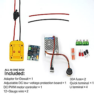 IRONFACE Upgrade Power Wheels Battery Adapter with Speed Controller Kit and Low-Voltage Protection Borad for DeWalt 18V 20V Battery DW DIY Project (2nd Version)