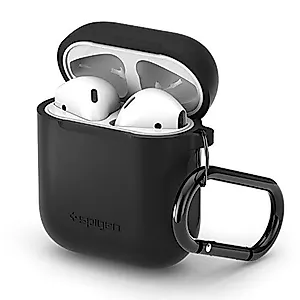 Spigen Silicone Fit Designed for Apple Airpods Case Cover for Airpods 1 & 2 [Front LED not Visible] - Black