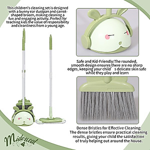 Midoneat Kids Cleaning Toy Set, Mini Child Broom, Mop and Dustpan, Little Housekeeping Helper Set,Pretend Home Cleaning Play Set for Toddler Age 1-5,6pcs (Green)