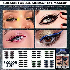Eyelash Stickers, 4Pairs Reusable Eyeliner and Eyelash Stickers, Self-Adhesive Waterproof Colorful Glitter Invisible Eye Line Strip Stickers, Easy to Wear Women Makeup Eyeliner Sticke (Black)
