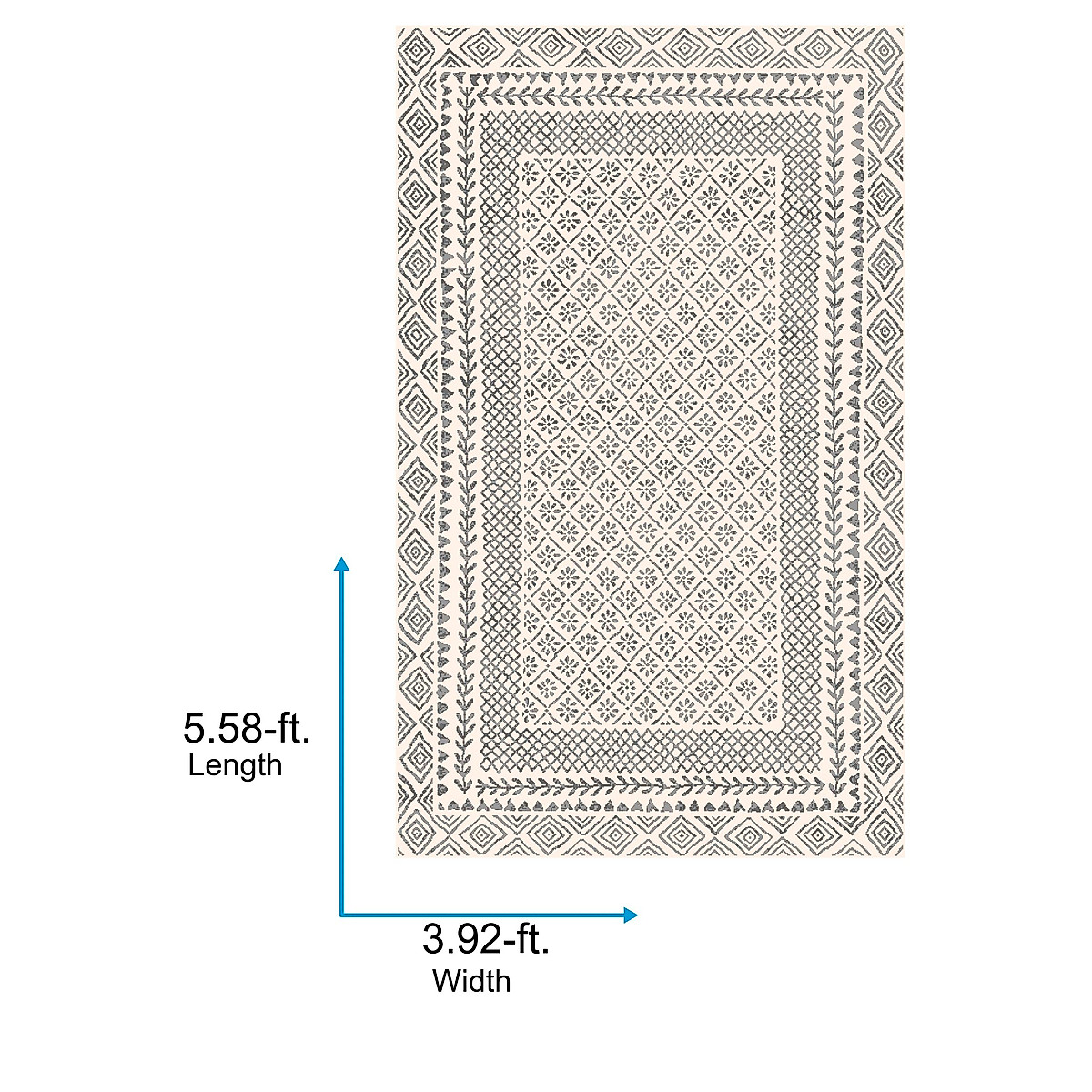 Livabliss Melodie Boho Farmhouse Area Rug,3'11" x 5'7",Beige