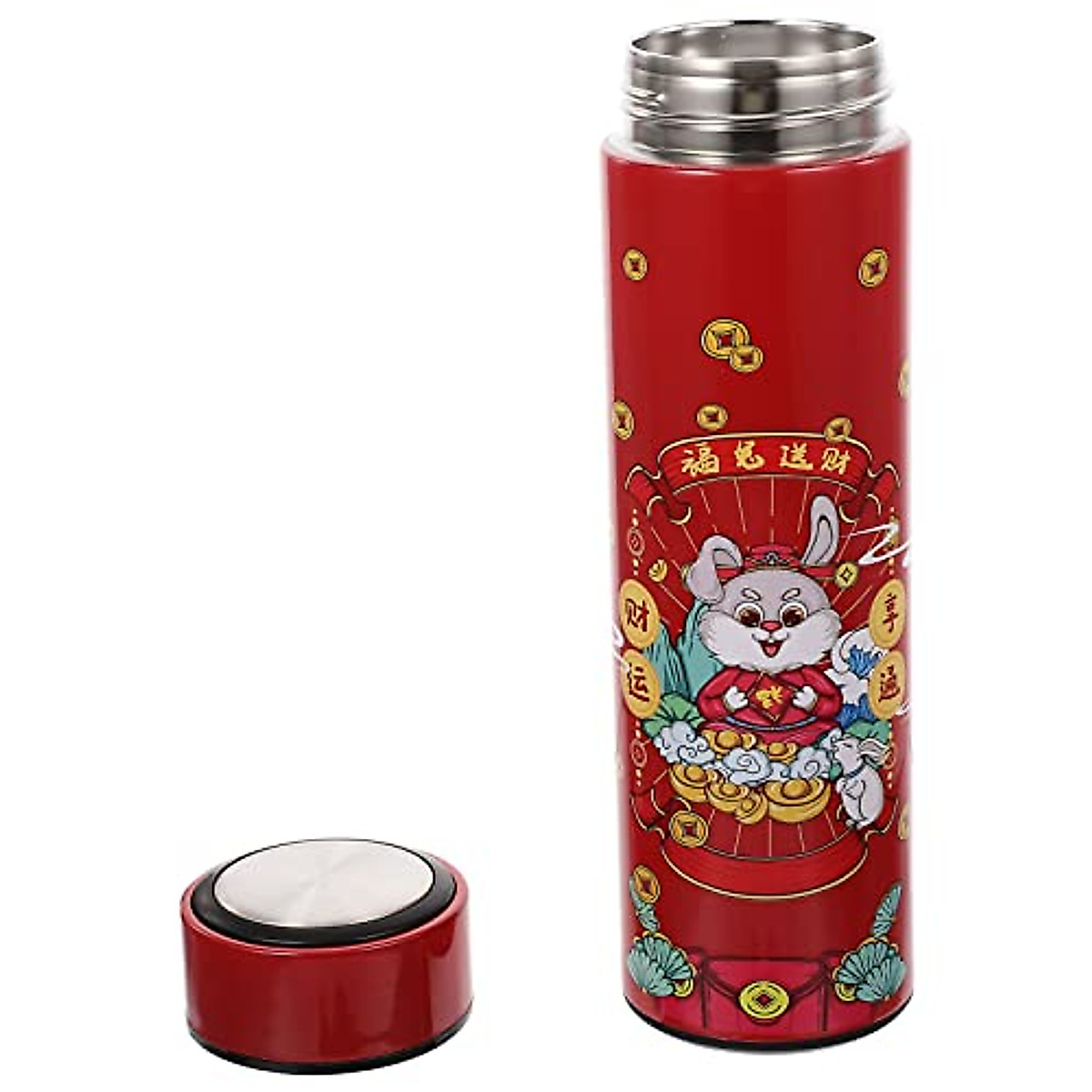 Veemoon Chinese New Year Gifts Vacuum Insulated Water Bottle Chinese Stainless Steel Insulated Cup Portable Metal Drink Cup 2023 Year Water Bottle for Coffe、Milk、Tea