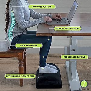 CozyErgo Adjustable Foot Rest for Under Desk at Work - Ergonomic Under Desk Foot Rest Helps with Knee & Back Pain - Under Desk Footrest Supports Swollen Ankles - Desk Foot Stool Posture Corrector